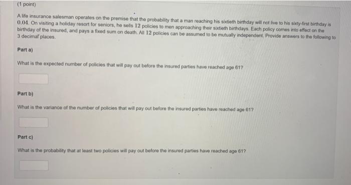 Solved (1 point) Let Ybe a Binomial variable counting the | Chegg.com