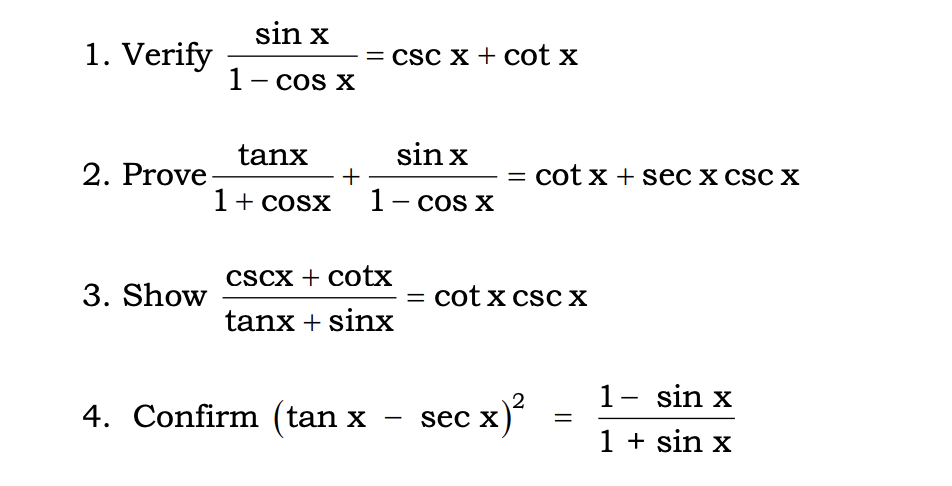Solved Verify sinx1-cosx=cscx+cotxProve | Chegg.com