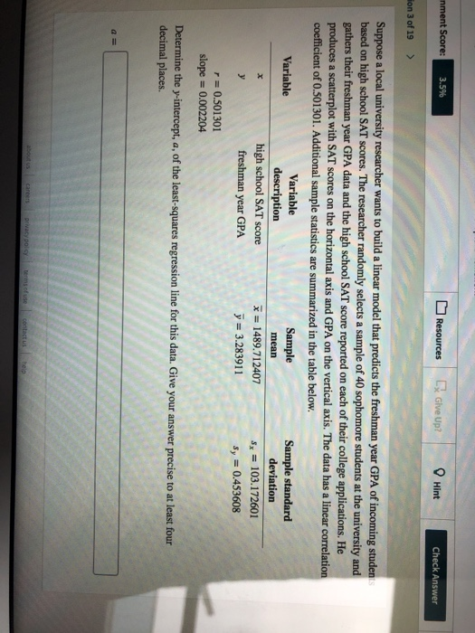 Solved inment Score: 3.5% Resources Cx Give Up? Hint Check | Chegg.com