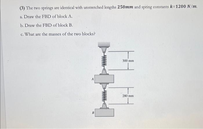 Solved (3) The two springs are identical with unstretched | Chegg.com