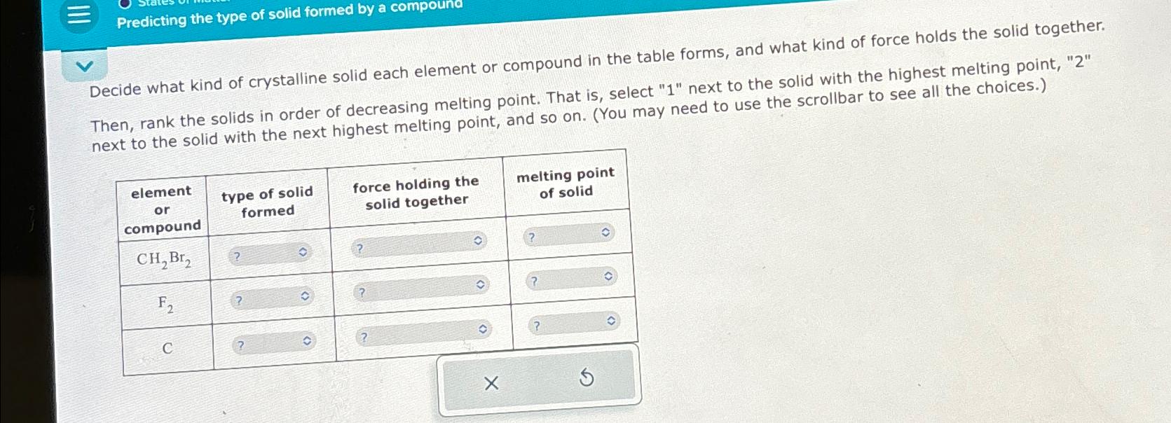 Solved Predicting the type of solid formed by a | Chegg.com