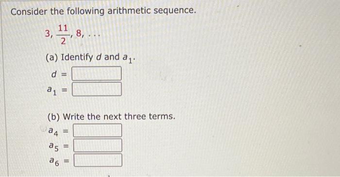 Solved Consider the following arithmetic sequence. 3,211,8,… | Chegg.com