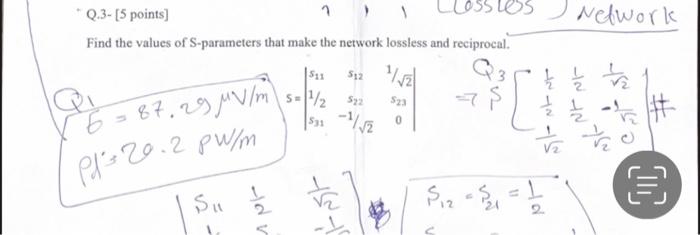 Solved Lossless Q.3- [5 points] Find the values of | Chegg.com