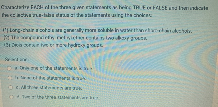 Solved Characterize EACH of the three given statements as | Chegg.com
