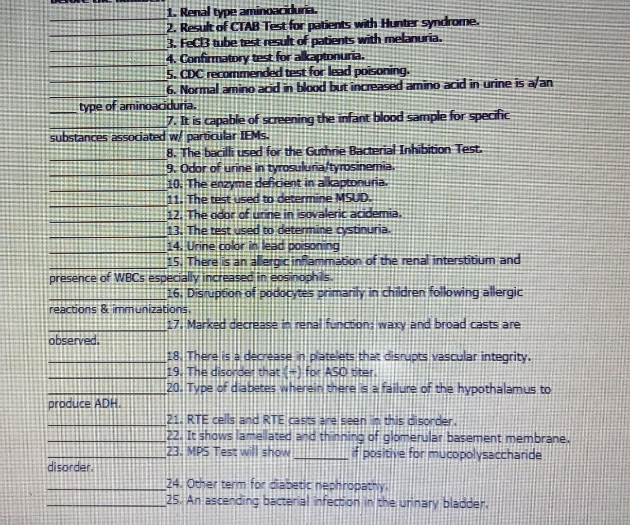 Solved 1. Renal type aminacutura. 2. Recult of CTAB Tet for | Chegg.com