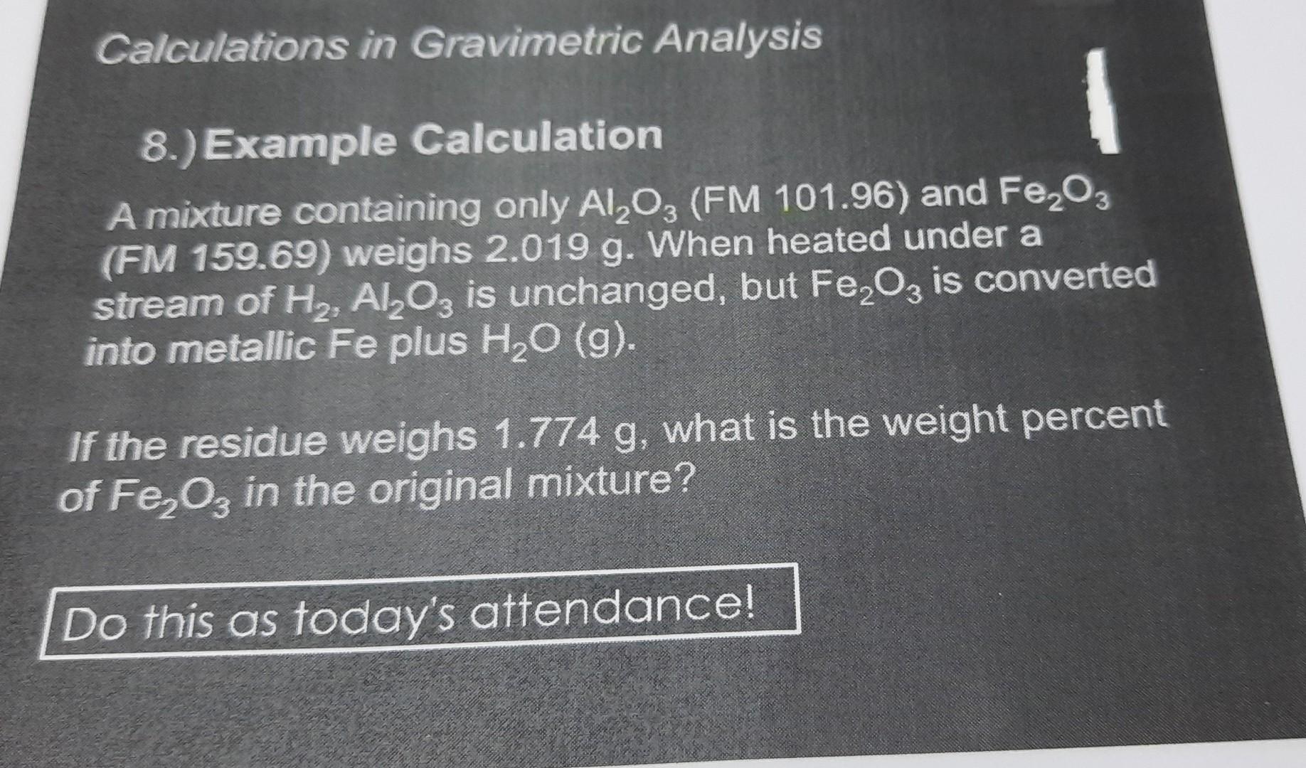 Solved Calculations in Gravimetric Analysis 8.) Example | Chegg.com