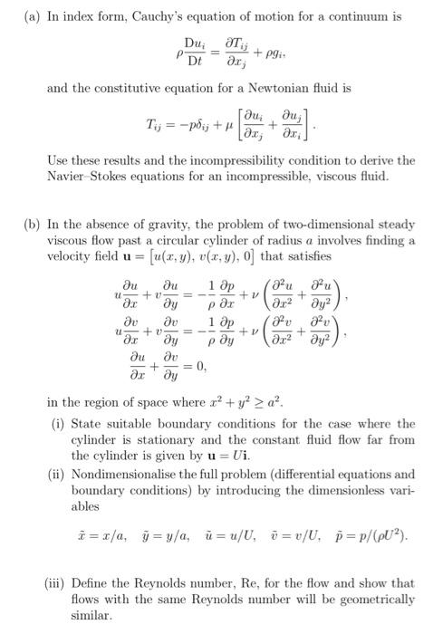Solved (a) In index form, Cauchy's equation of motion for a | Chegg.com
