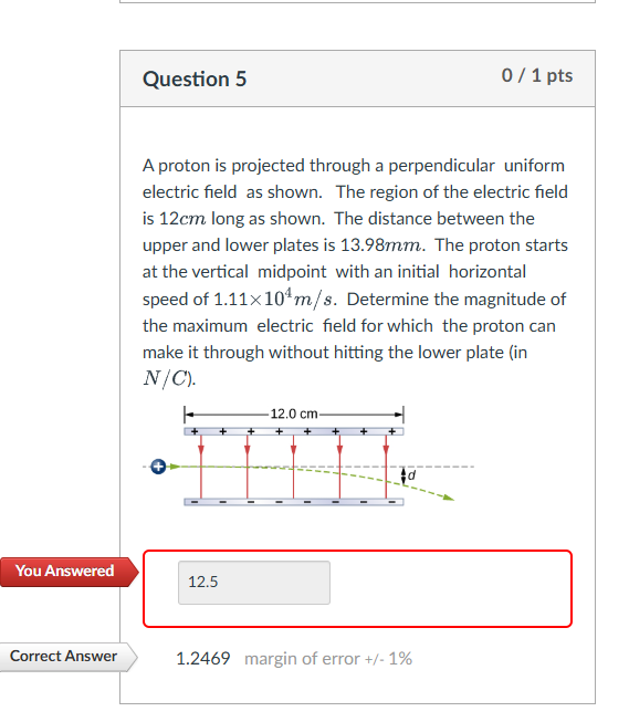 Solved Question 5 \( 0 / 1 \) ﻿pts A proton is projected | Chegg.com