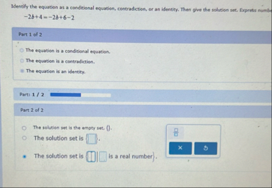 Solved Identify the equation as a conditional equation, | Chegg.com