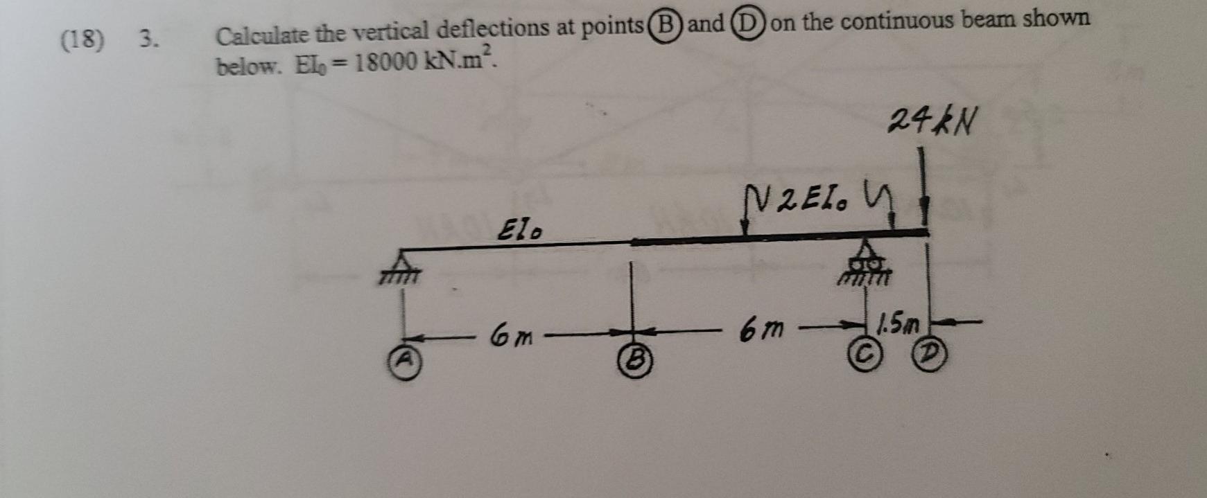 Solved (18) 3. Calculate the vertical deflections at points | Chegg.com