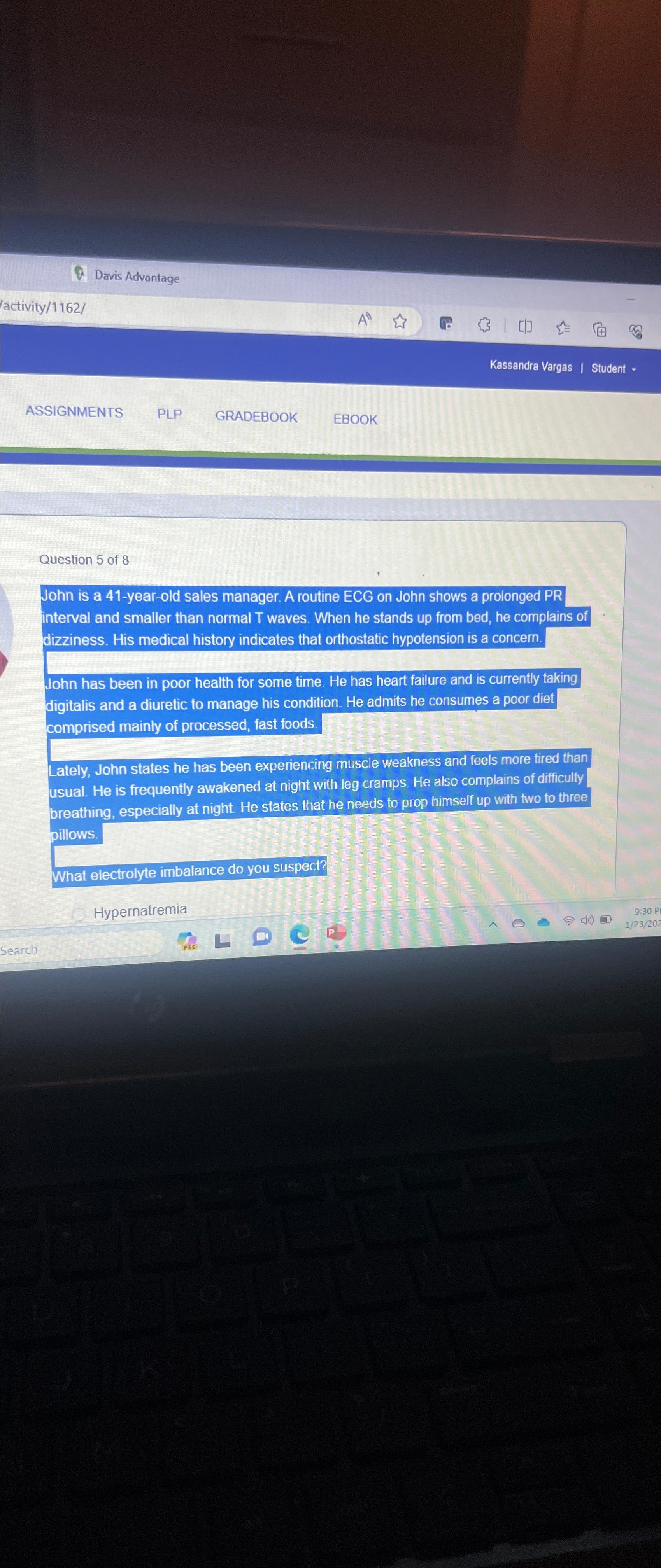 Solved Davis Advantage(activity/1162/Kassandra Vargas I | Chegg.com