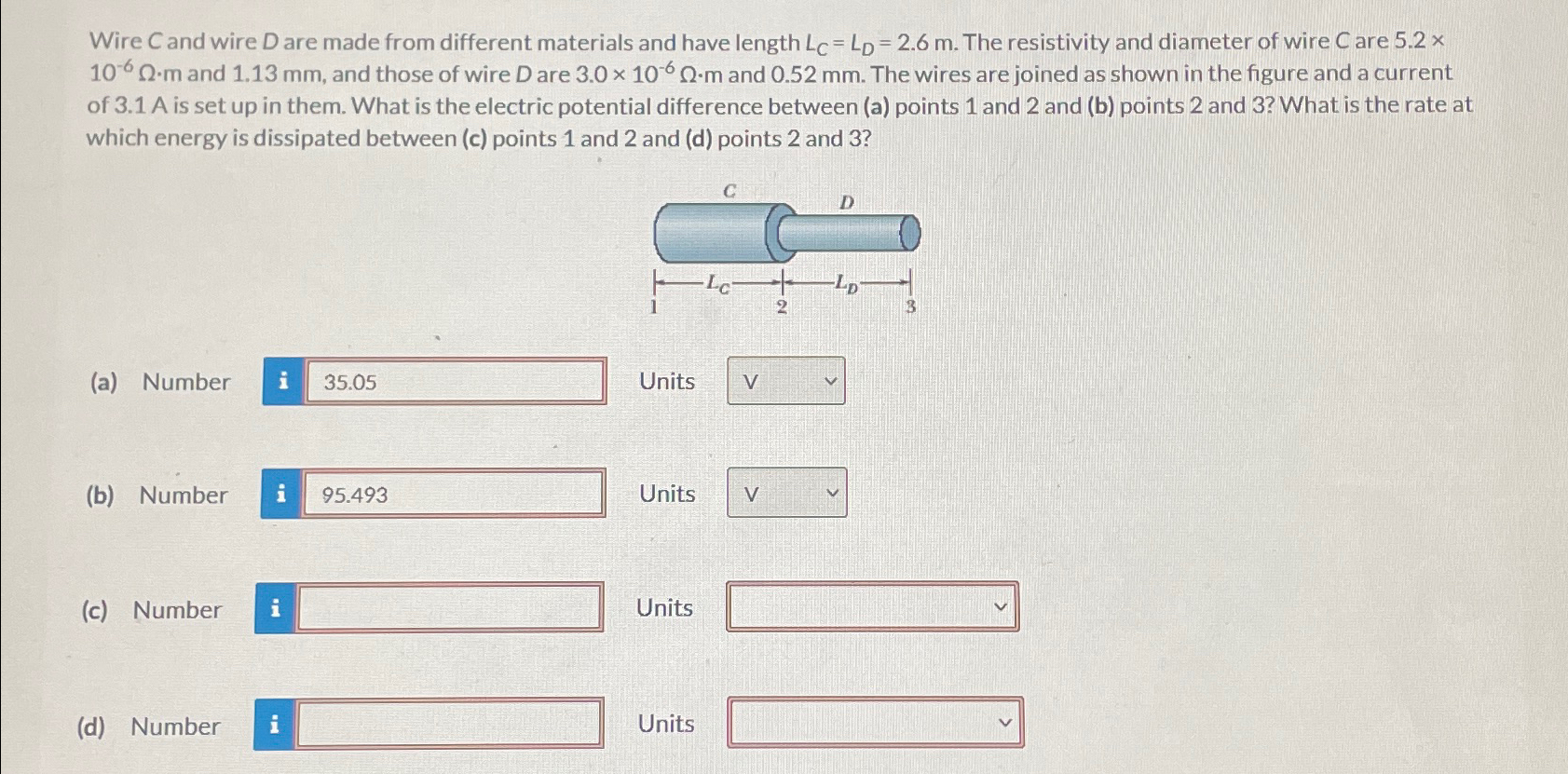 Solved Wire C and wire D are made from different materials | Chegg.com Solved Wire C and wire D are made from different materials | Chegg.com