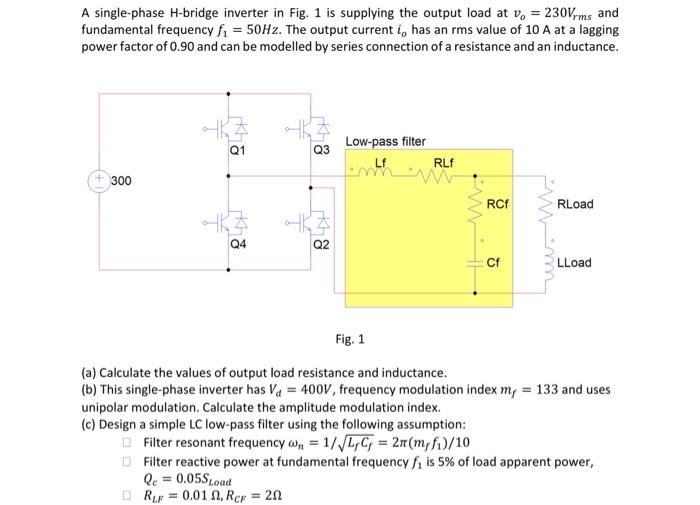 Solved A single-phase H-bridge inverter in Fig. 1 is | Chegg.com
