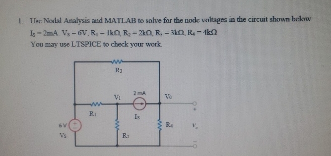 Use Nodal Analysis and MATLAB to solve for the node | Chegg.com