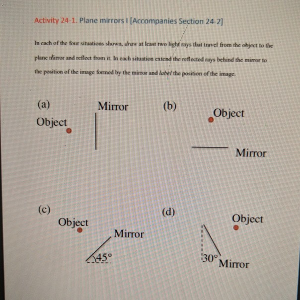Solved Activity 24-1. Plane mirrors I [Accompanies Section | Chegg.com
