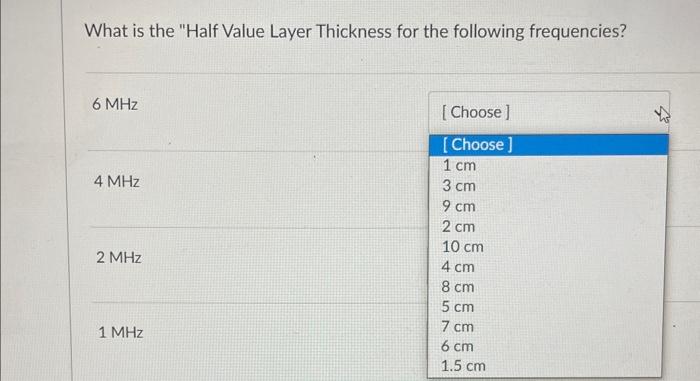 Solved What is the "Half Value Layer Thickness for the | Chegg.com