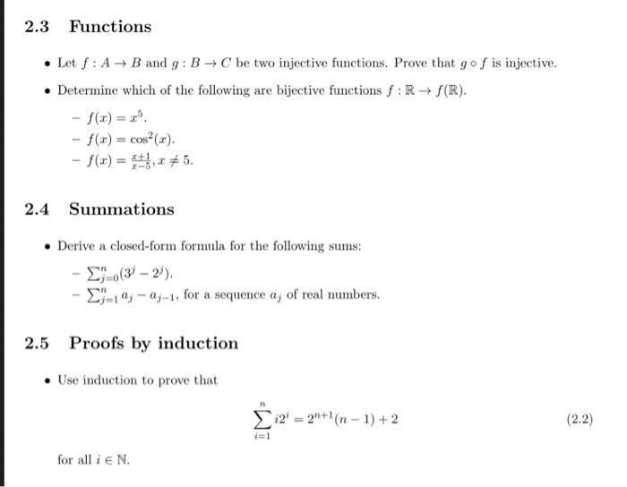 Solved 23 Functions Let Fa→b And Gb→c Be Two Injective 