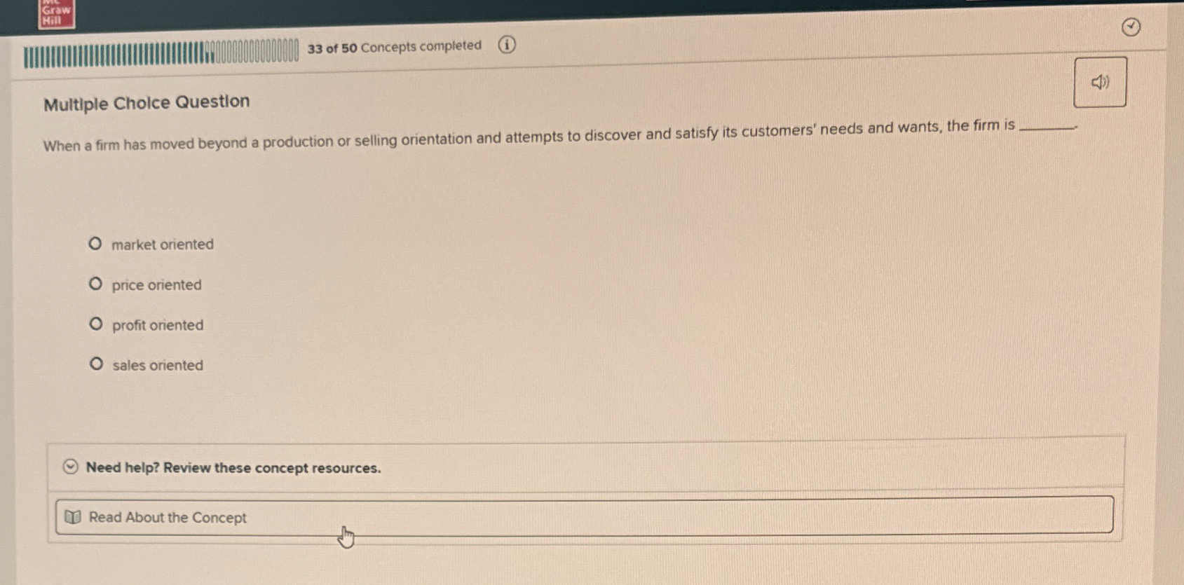 Solved 33 ﻿of 50 ﻿Concepts completedMultiple Cholce | Chegg.com