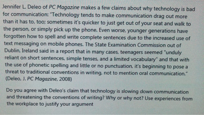 Solved Jennifer L. Deleo of PC Magazine makes a few claims | Chegg.com
