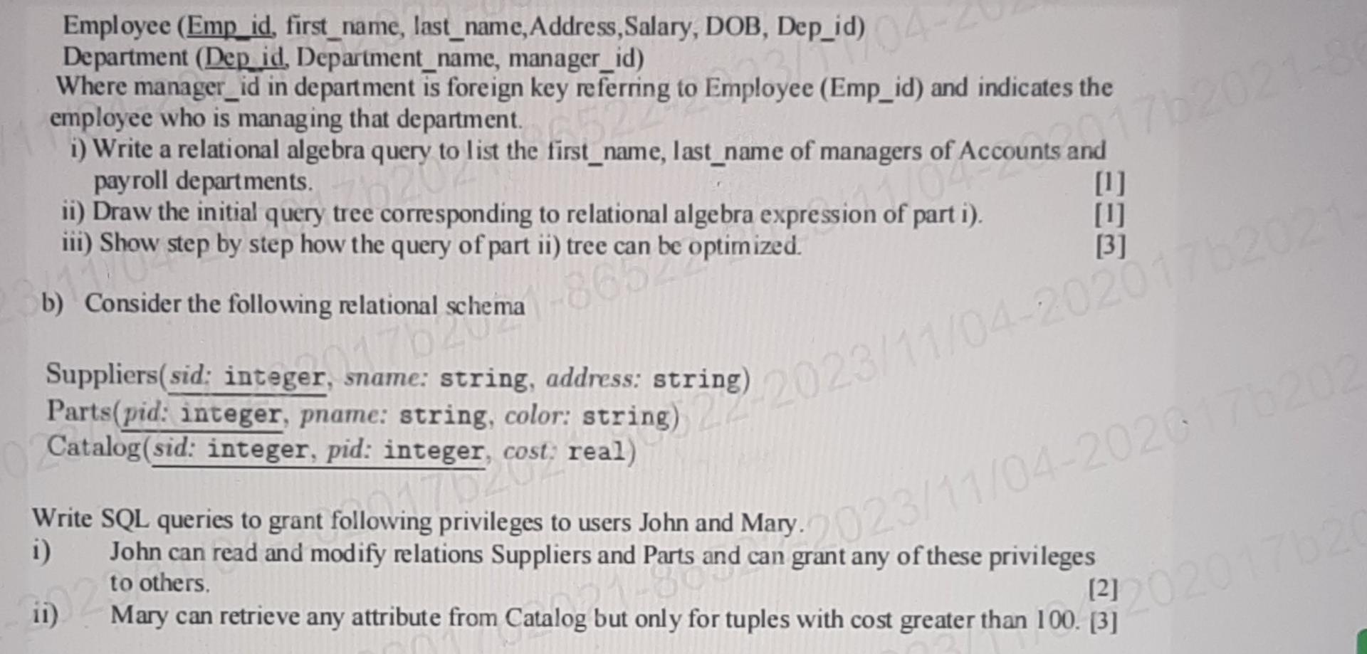 Solved Employee (Emp_id, first_name, | Chegg.com
