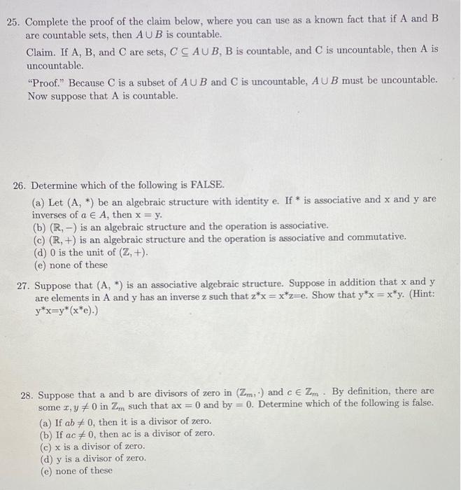 Solved 25. Complete the proof of the claim below, where you | Chegg.com