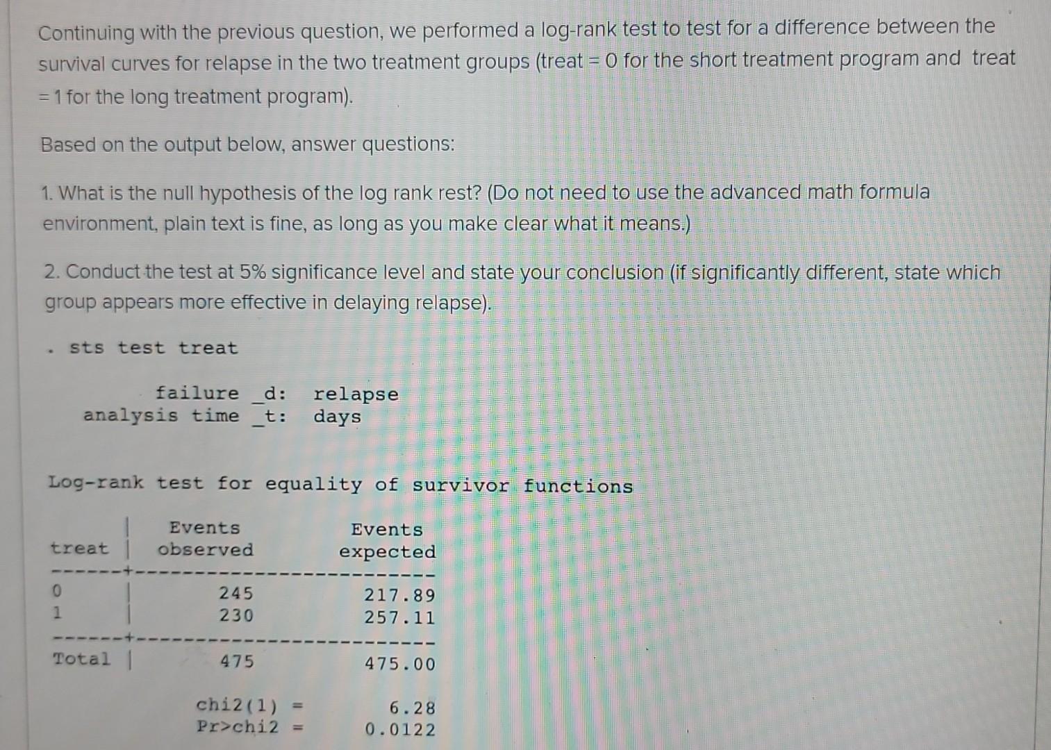 Solved Continuing with the previous question, we performed a | Chegg.com