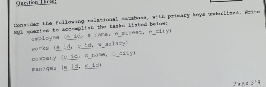 Solved Consider the following relational database, with | Chegg.com