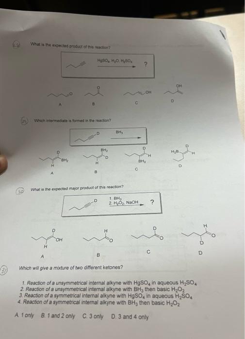 Solved W. What is the expected proguct of this resction? (3) | Chegg.com