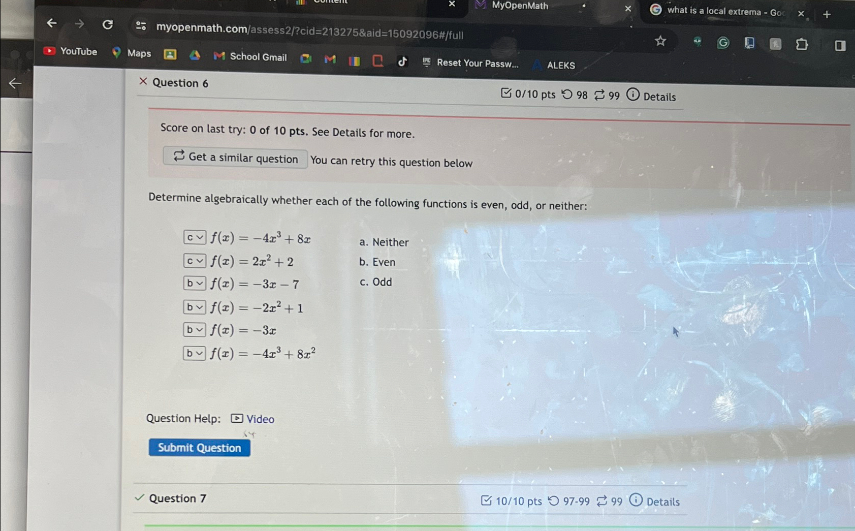 Solved YouTubeMapsSchool GmailReset Your Passw...ALEKS× | Chegg.com