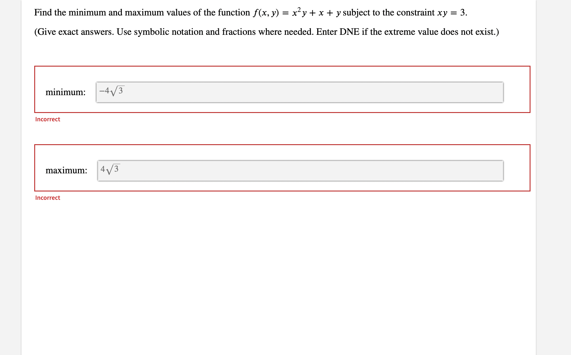 Solved Find the minimum and maximum values of the function | Chegg.com