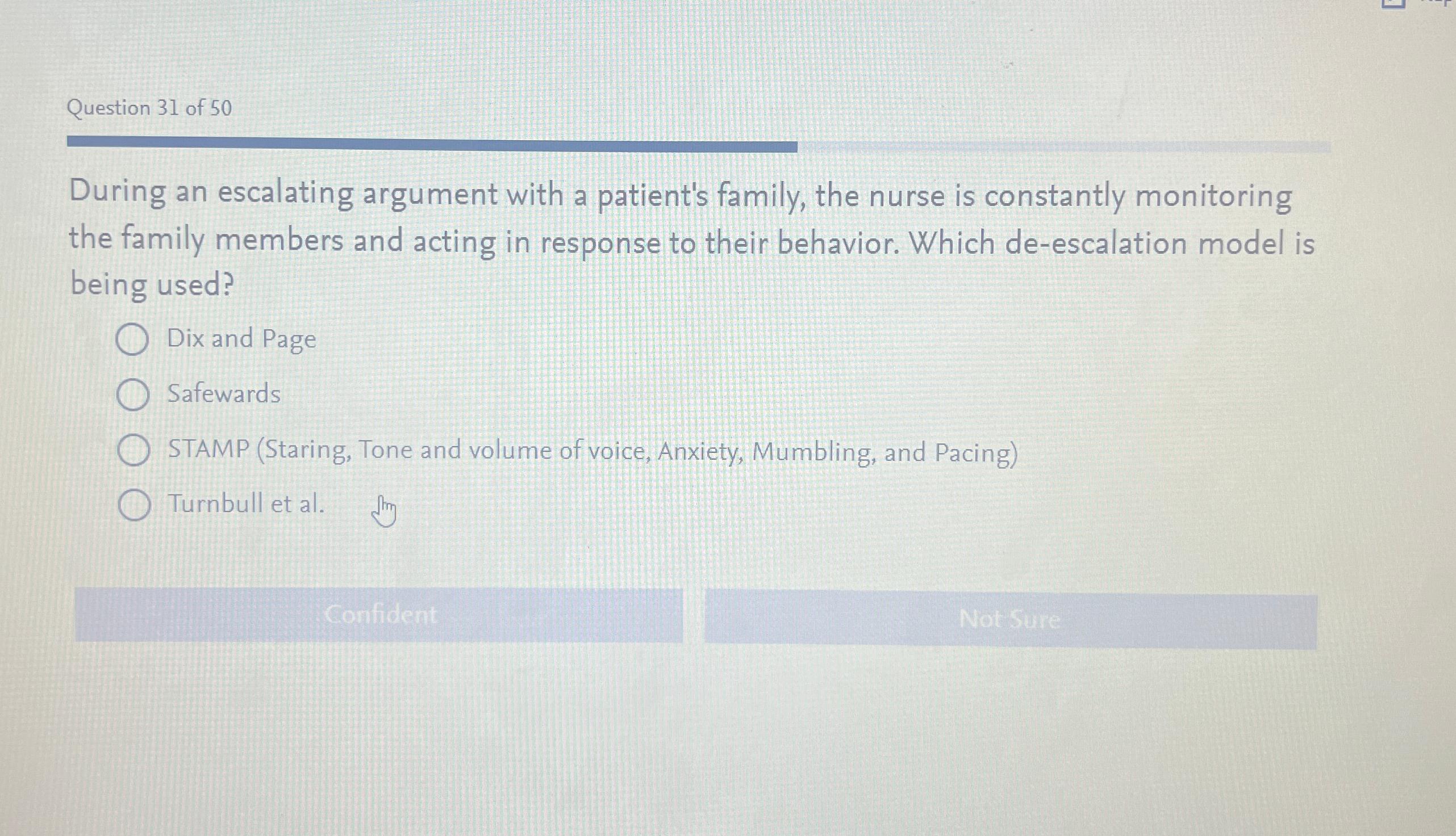 Solved Question 31 ﻿of 50During an escalating argument with | Chegg.com