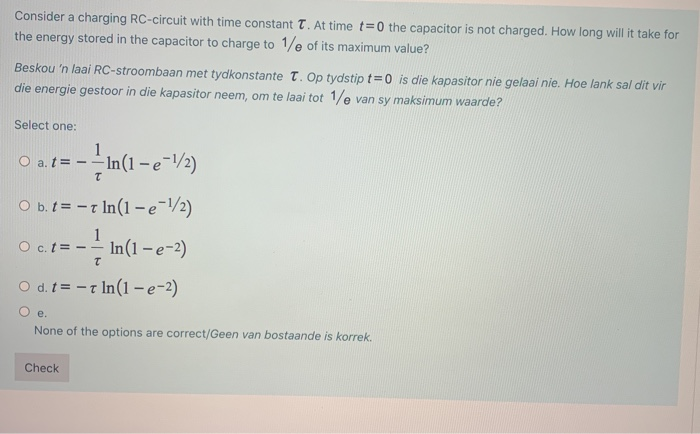 Solved Consider a charging RC-circuit with time constant T. | Chegg.com