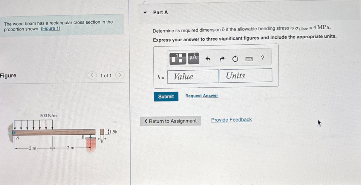 Solved The wood beam has a rectangular cross section in the | Chegg.com