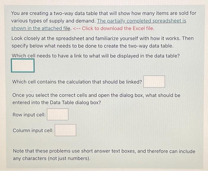 You are creating a two-way data table that will show | Chegg.com