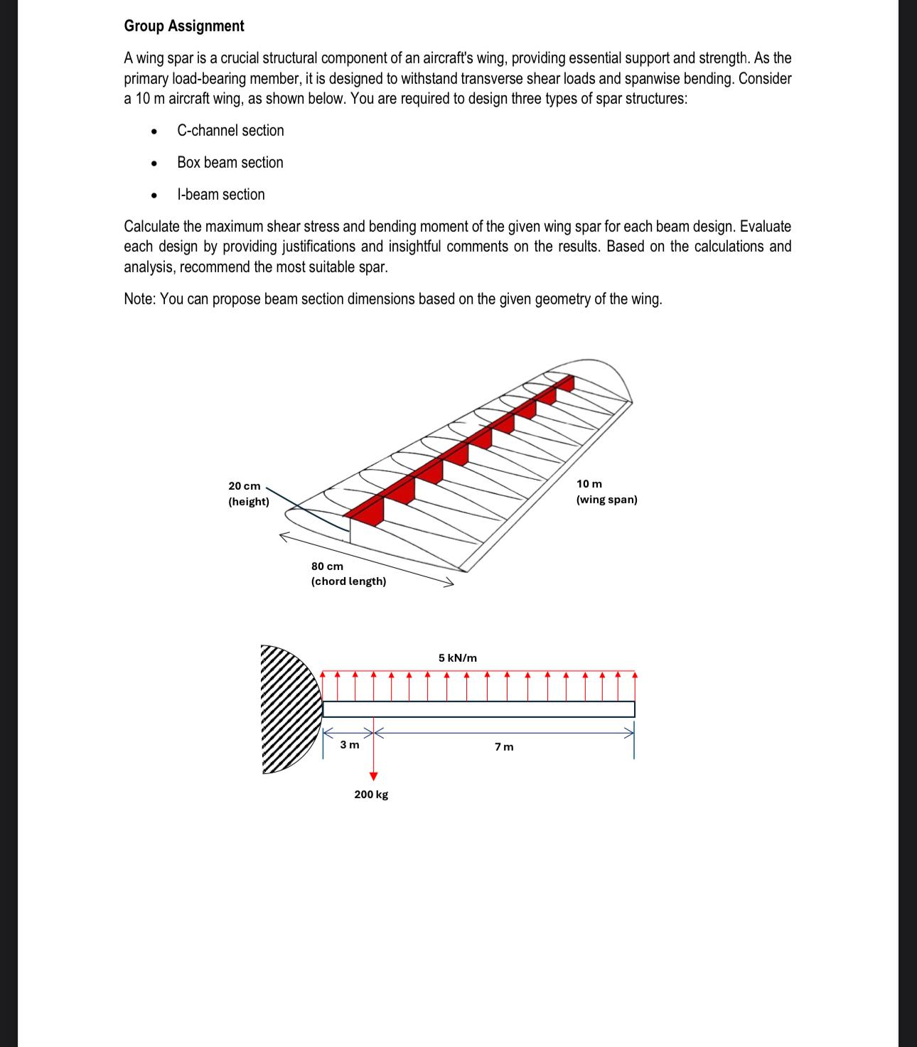 Solved Group AssignmentA wing spar is a crucial structural | Chegg.com