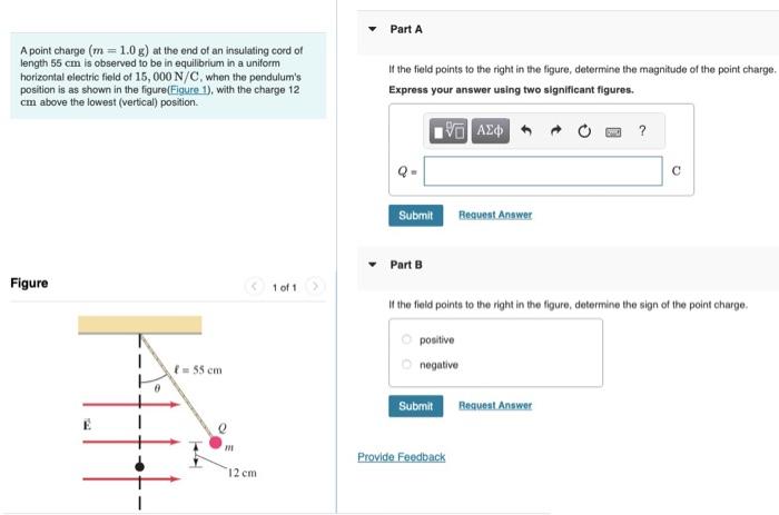 Solved A point charge (m=1.0 g) at the end of an insulating | Chegg.com