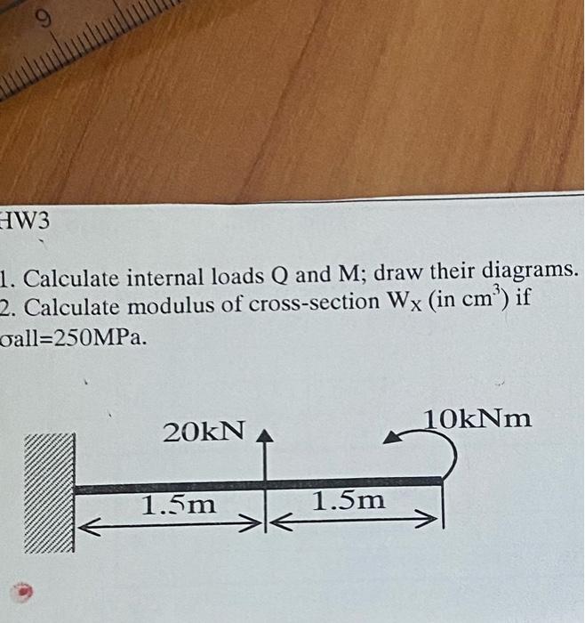 Solved 1. Calculate internal loads Q and M; draw their | Chegg.com