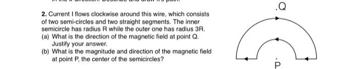 Solved 2. Current I flows clockwise around this wire, which | Chegg.com