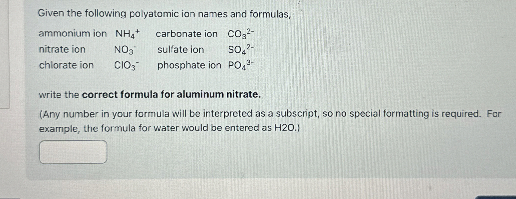 Solved Given the following polyatomic ion names and | Chegg.com
