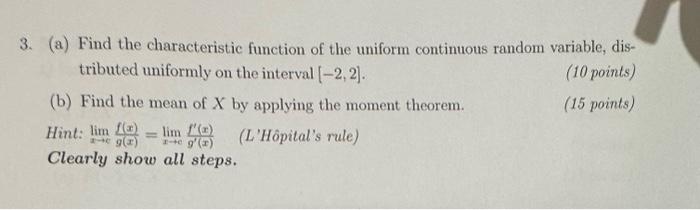 Solved 3. (a) Find the characteristic function of the | Chegg.com