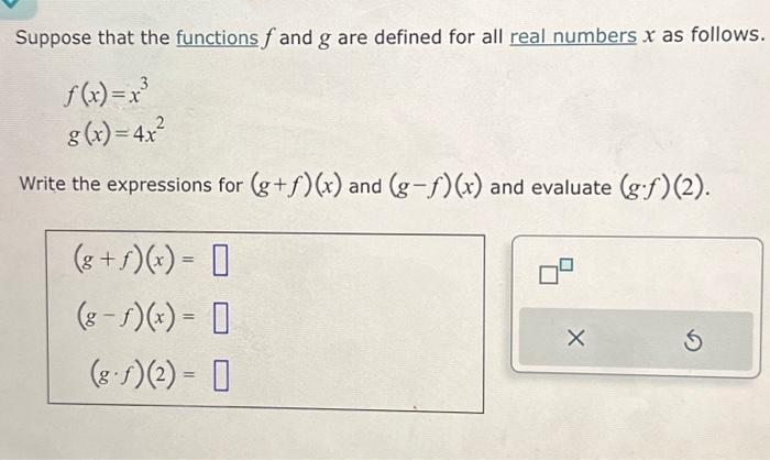 Solved Suppose that the functions f and g are defined for | Chegg.com