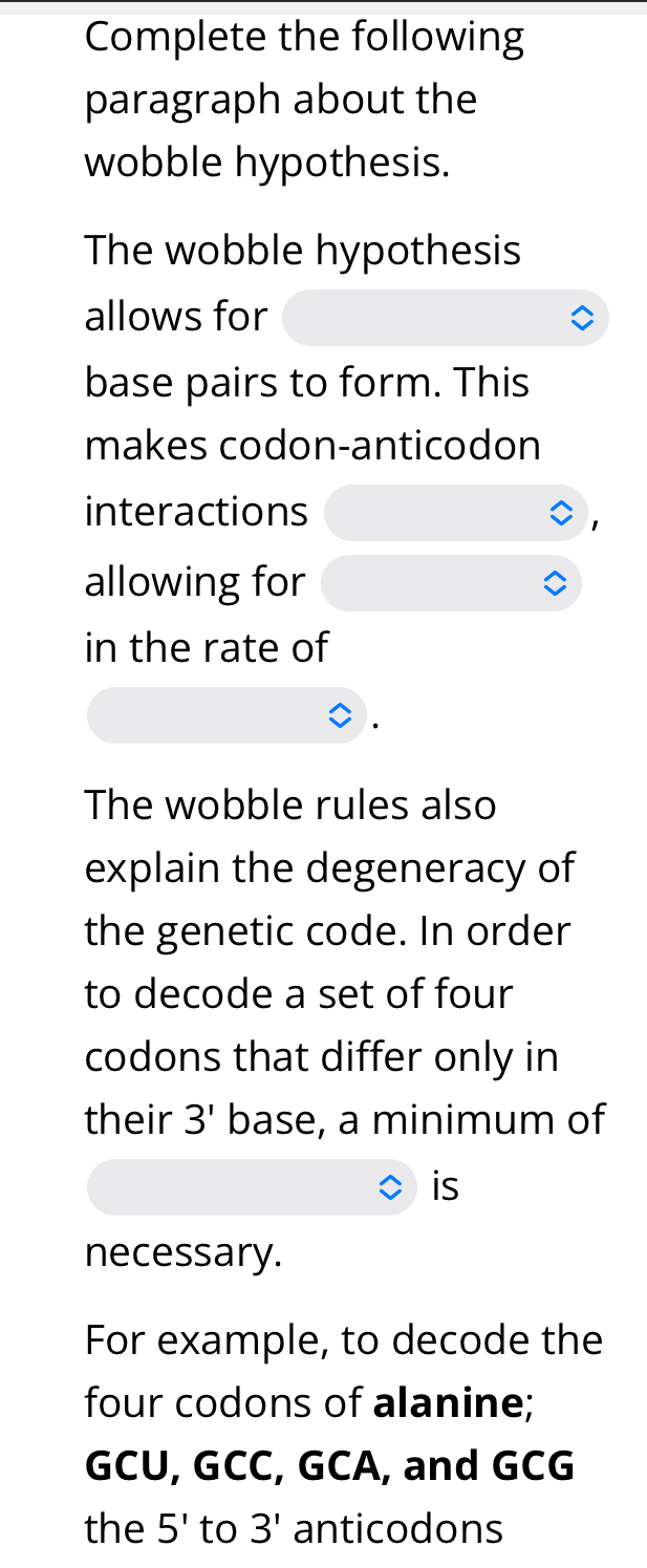 Solved Complete the following paragraph about the wobble | Chegg.com