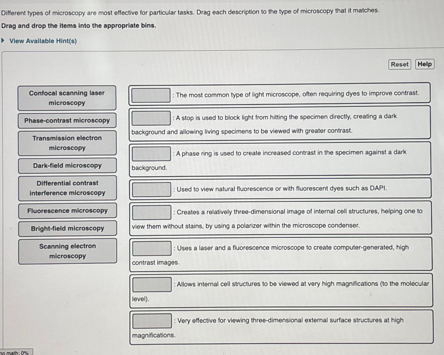 Solved Different types of microscopy are most effective for | Chegg.com