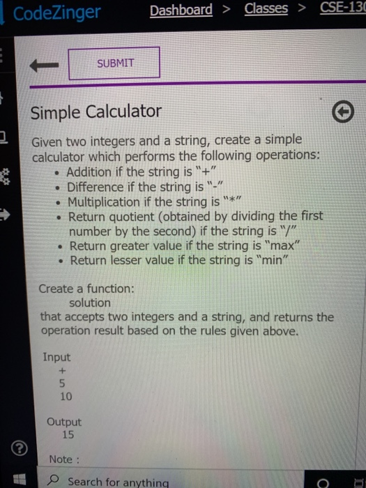 Solved CodeZinger Dashboard > Classes > CSE-130 SUBMIT | Chegg.com