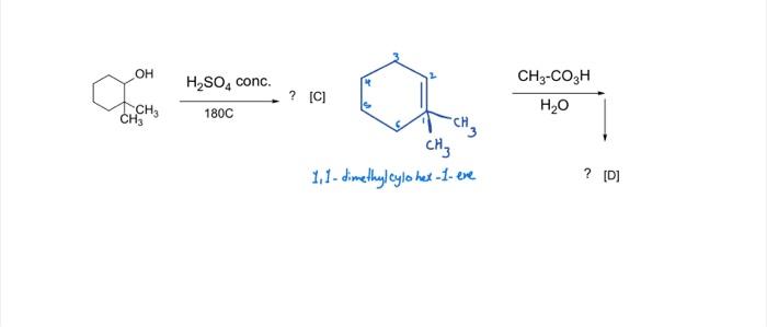 Solved 180CH2SO4 conc. ? [C] H2OCH3−CO3H 1.1 - dimethyl | Chegg.com