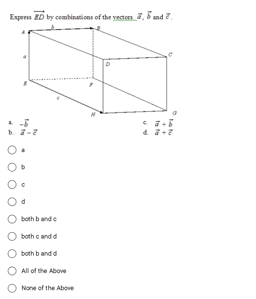Solved Express vec(ED) ﻿by combinations of the vectors | Chegg.com
