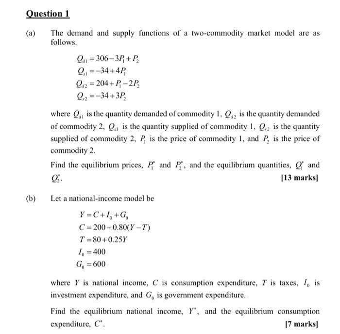 Solved (a) The demand and supply functions of a | Chegg.com