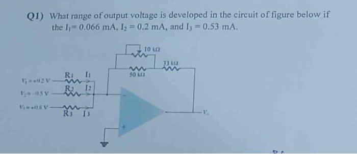 Solved Q1) What range of output voltage is developed in the | Chegg.com