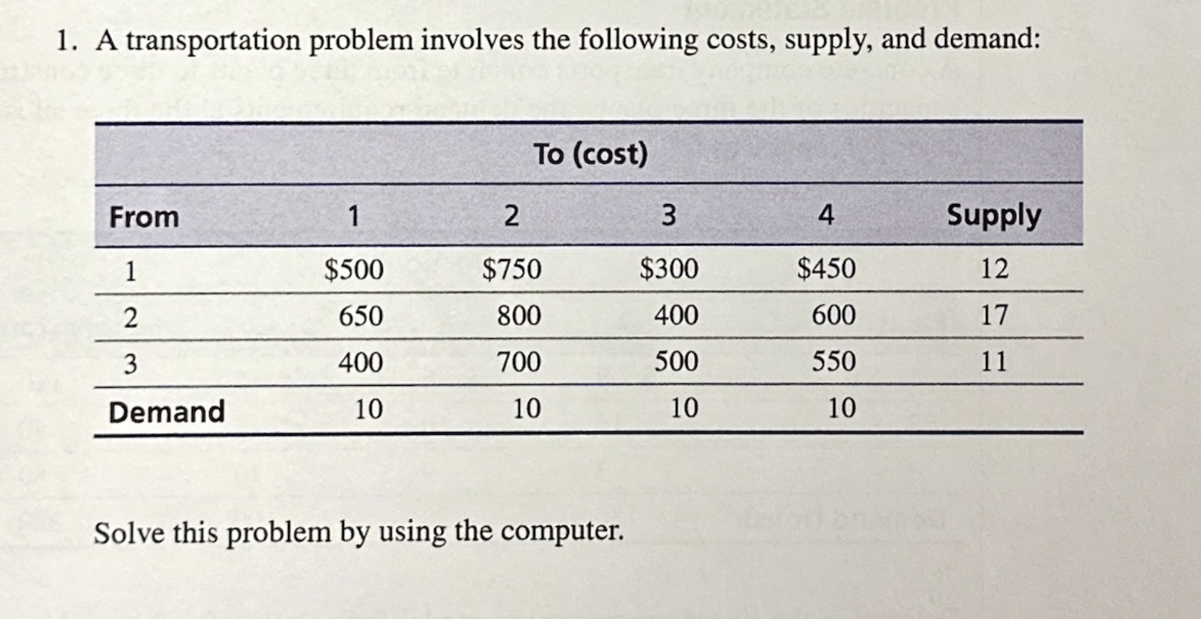 Solved Solve this problem by using the computer. | Chegg.com