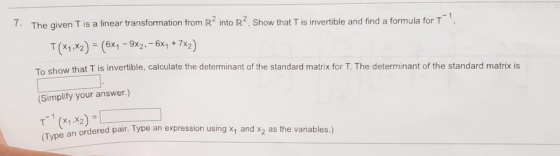 Solved The given T is a linear transformation from R2 into | Chegg.com